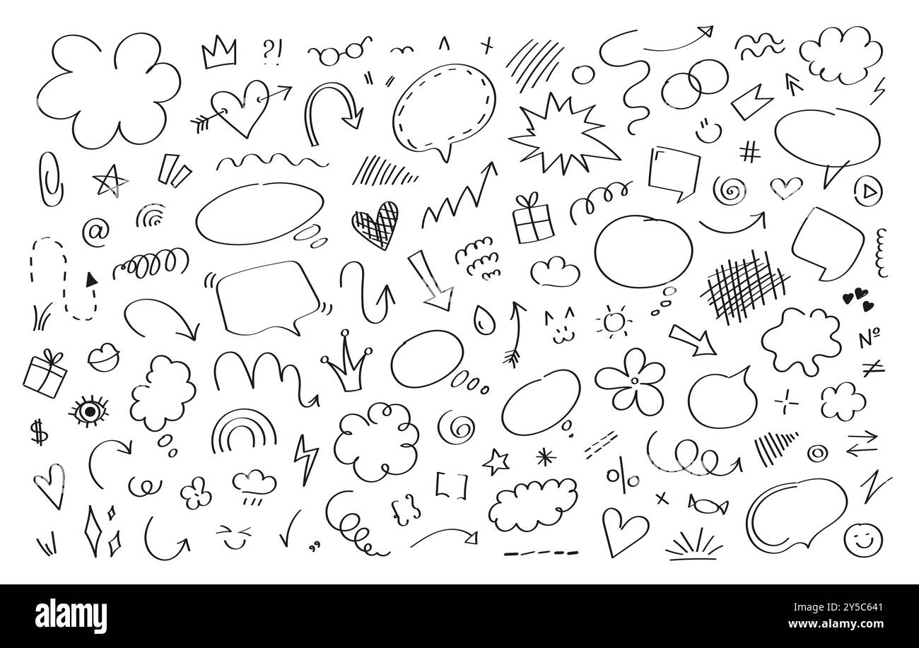 Set of doodle elements. Simple sketch symbols Stock Vector Image & Art ...
