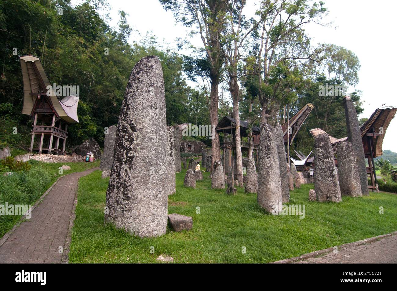 Stone Torajan megalithic burial site in Bori Village, Tana Toraja ...