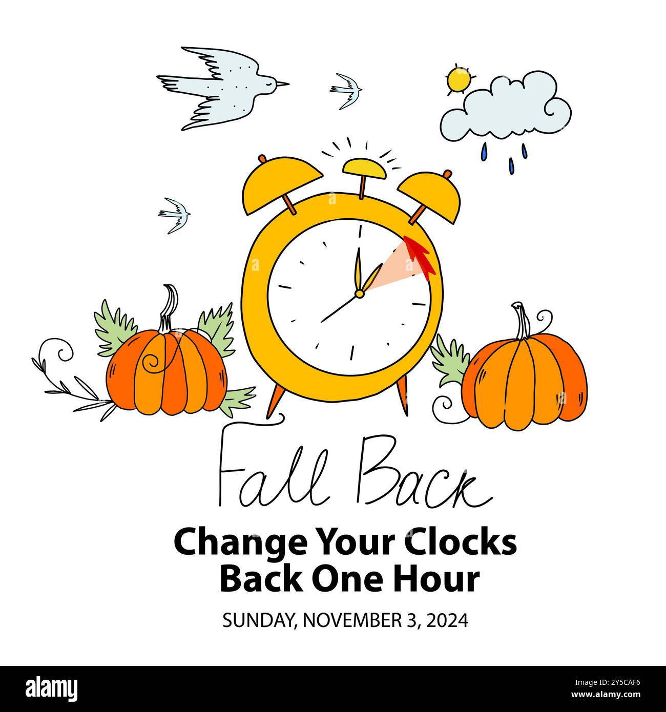 Fall Back or Daylight Saving Time Ends poster. Schedule with Alarm ...