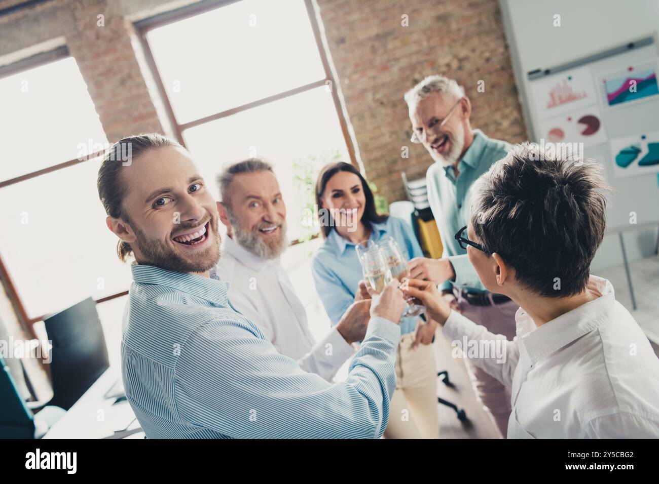 Photo of coworking project teamwork people celebrate success work ...