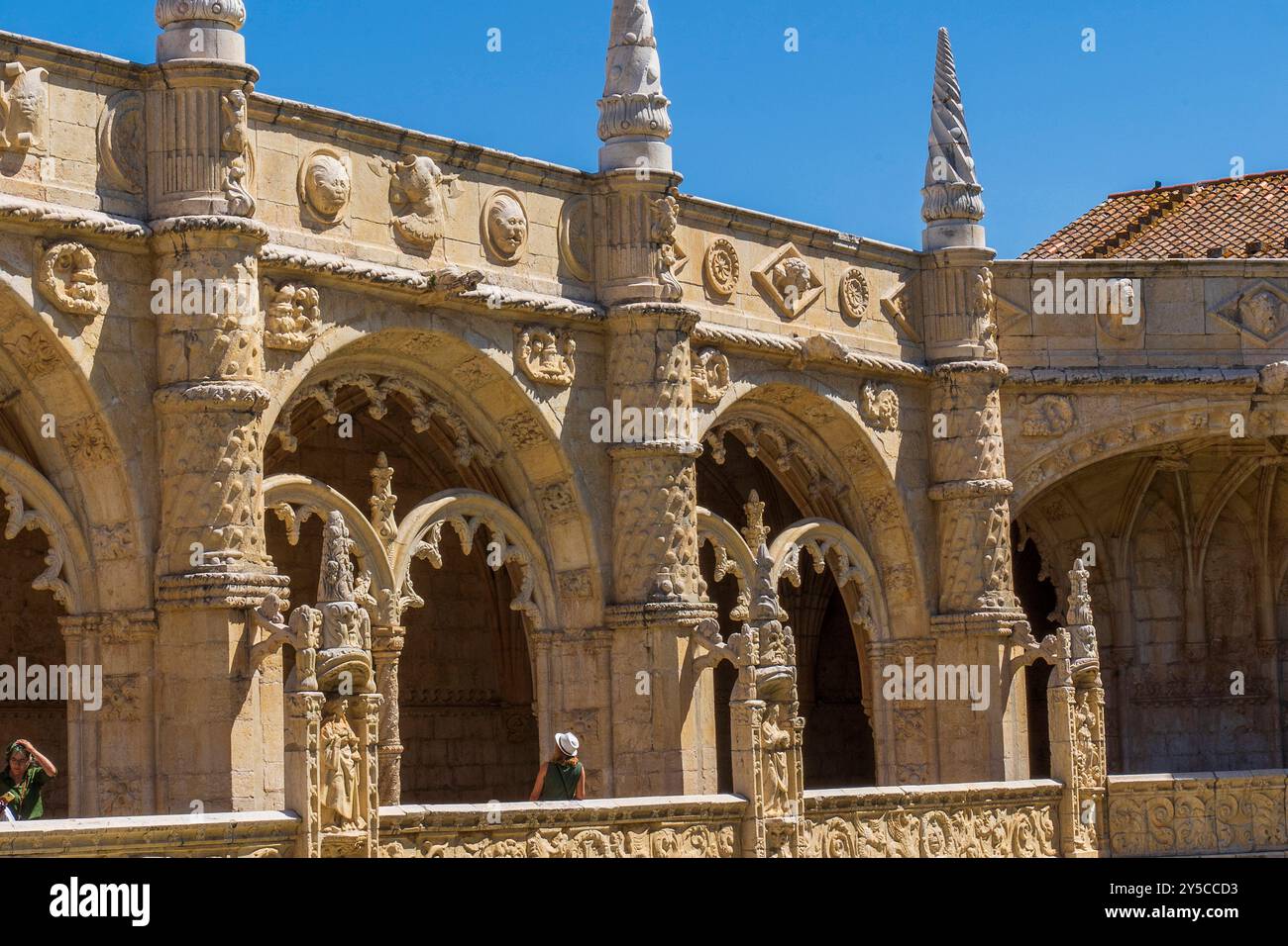 The Jerónimos Monastery balcony showcasing intricate stone carvings ...