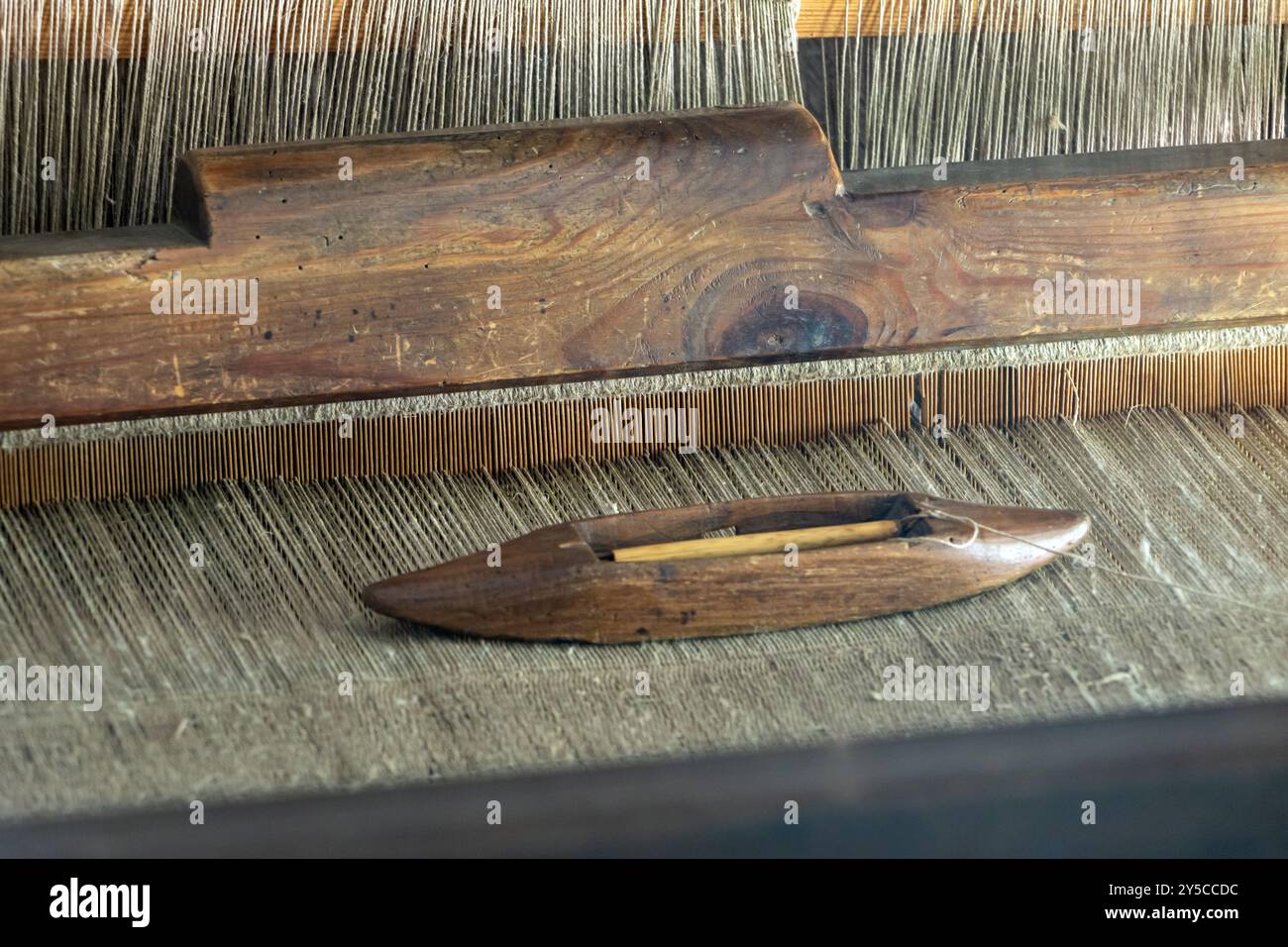 A shuttle of an old loom, close-up view Stock Photo - Alamy