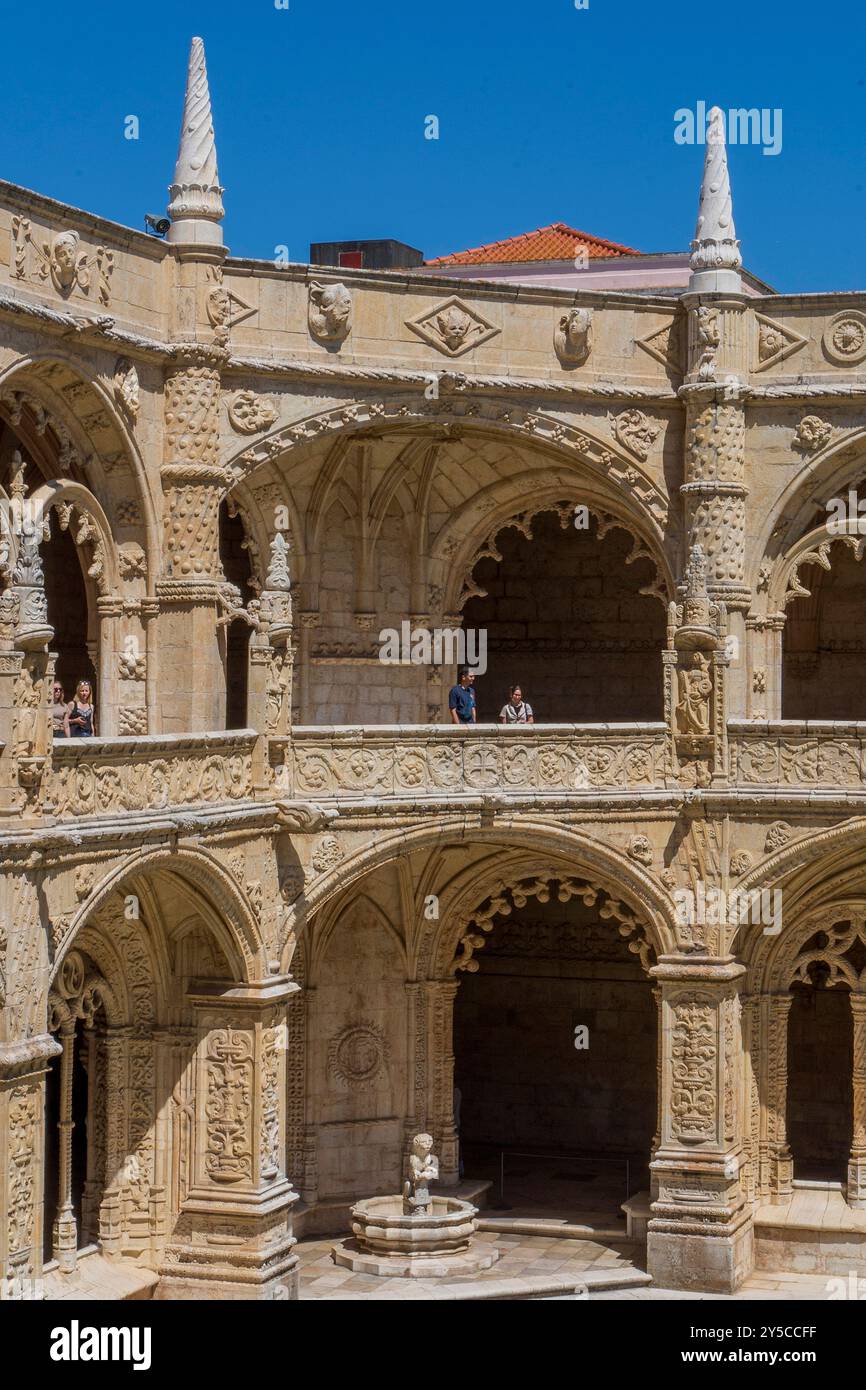 The Jerónimos Monastery balcony showcasing intricate stone carvings ...