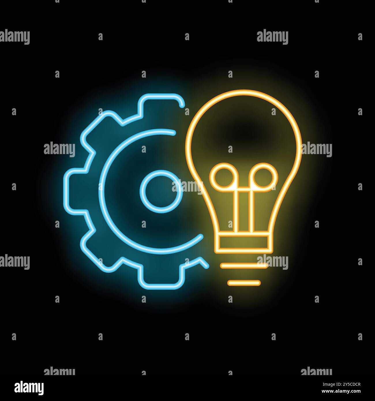 Neon glowing icon of a light bulb representing the concept of ...