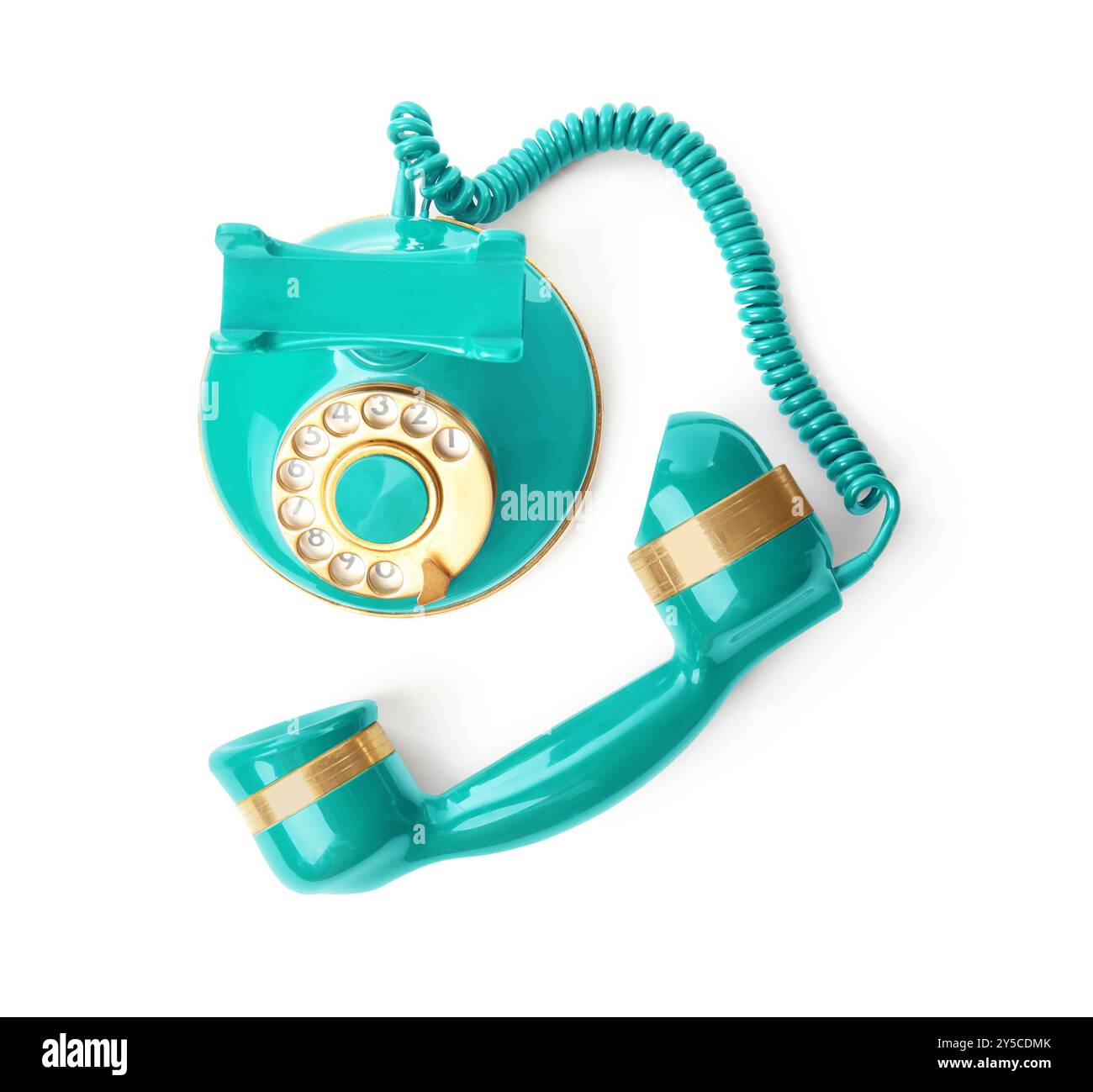 Elegant vintage turquoise telephone isolated on white Stock Photo - Alamy