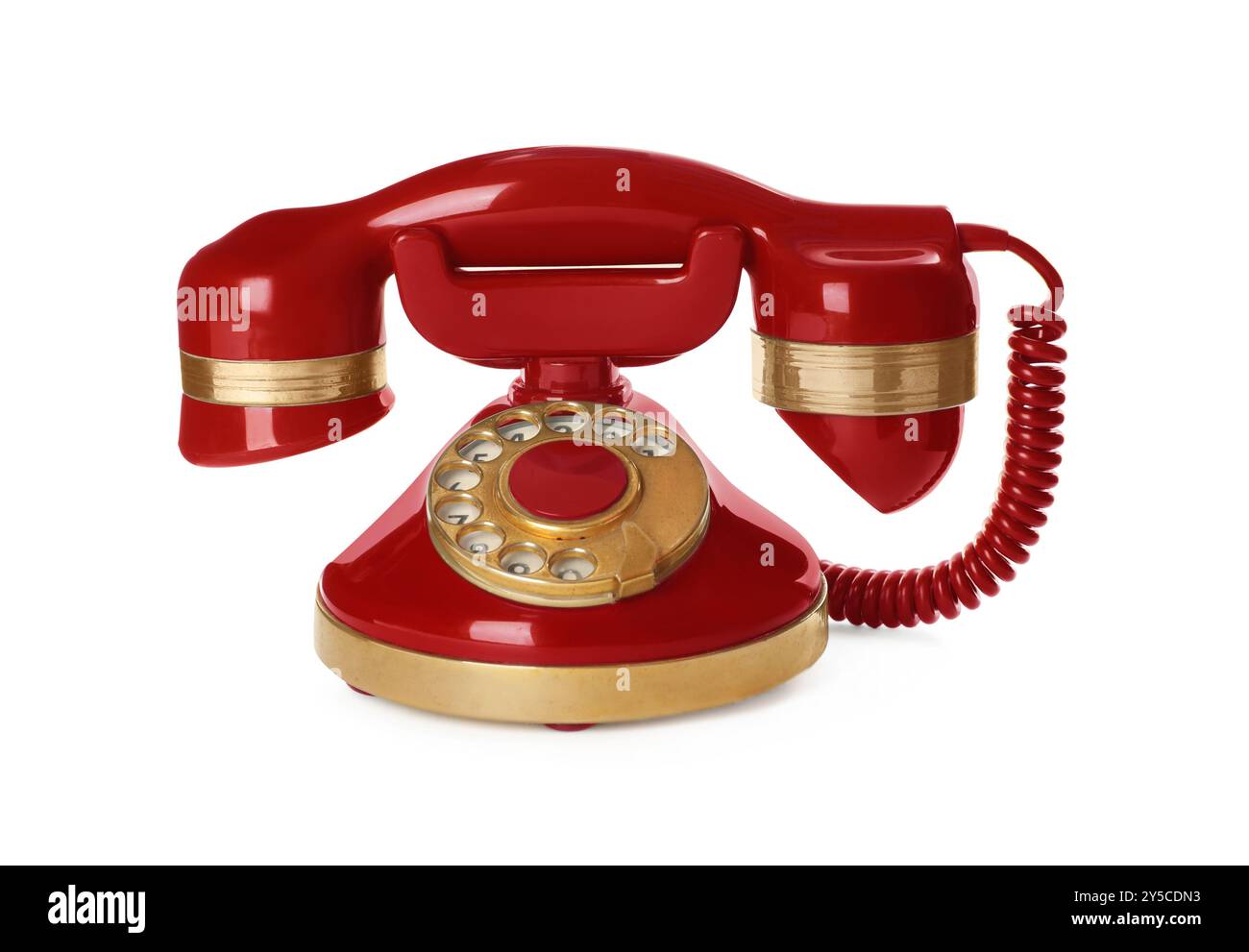 Elegant vintage red telephone isolated on white Stock Photo - Alamy