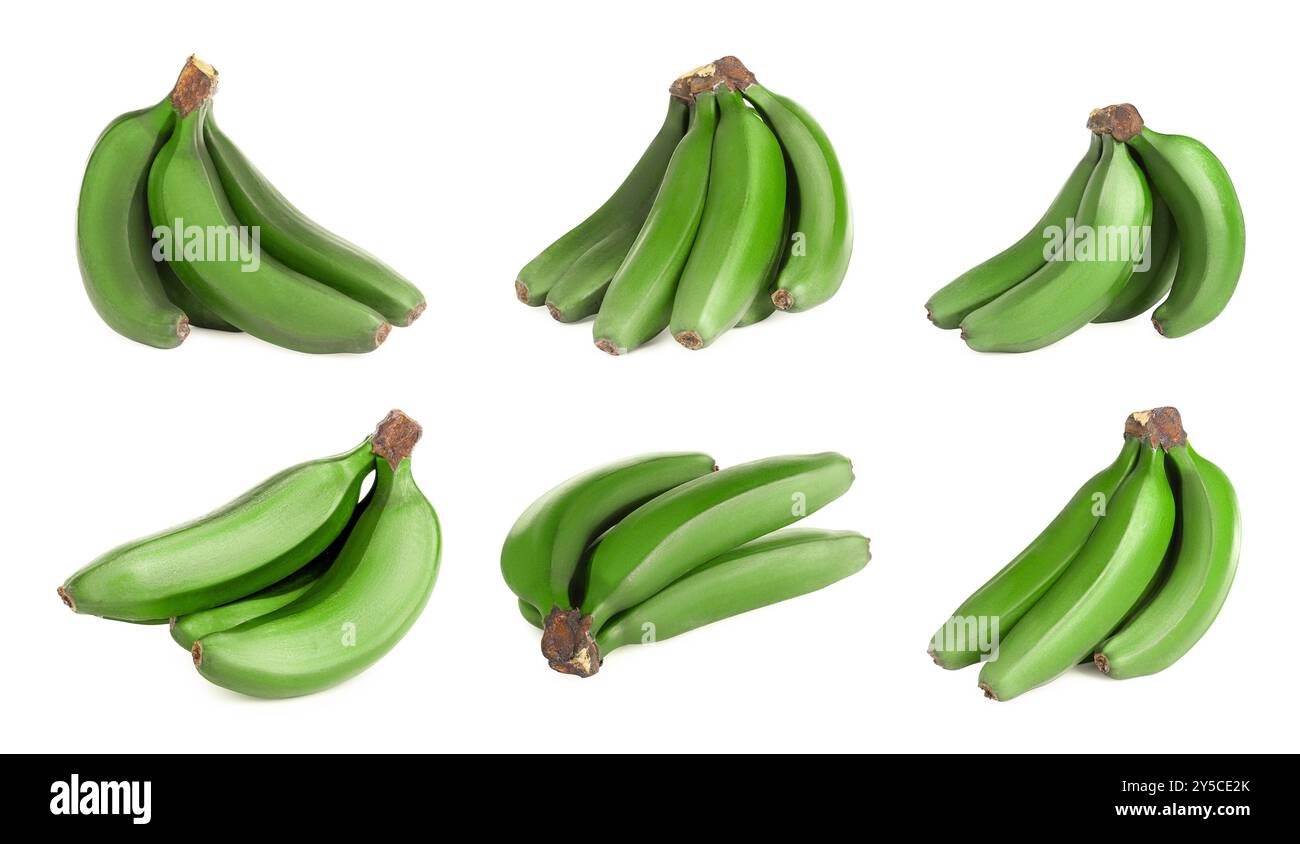 Fresh ripe green bananas isolated on white, set Stock Photo - Alamy