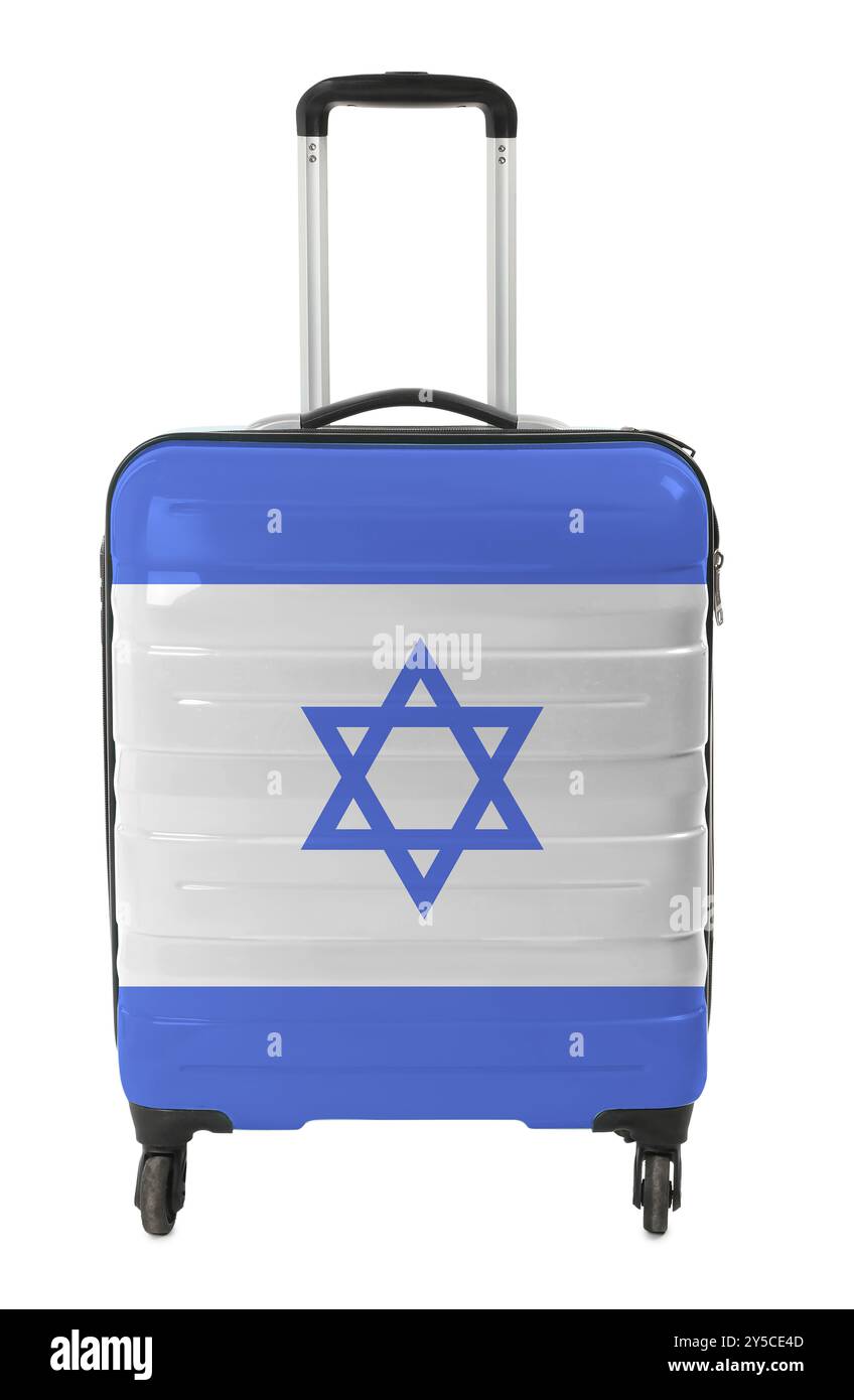 Suitcase painted in national flag of Israel isolated on white Stock ...