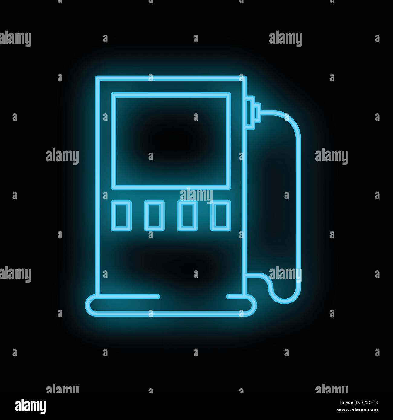Bright glowing blue neon gas station sign on a black background Stock ...