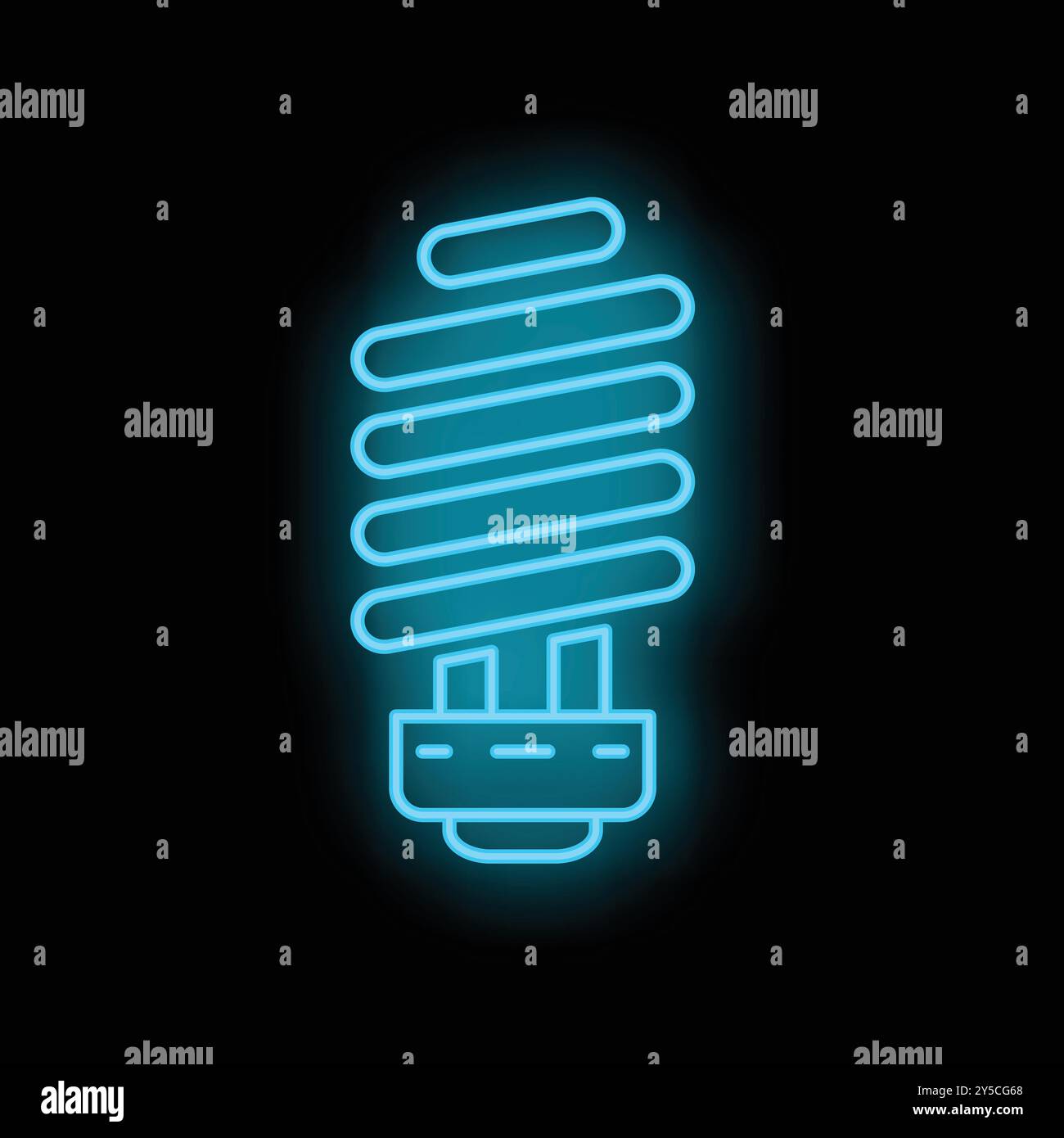 Glowing blue neon sign representing a spiral light bulb, evocative of ...