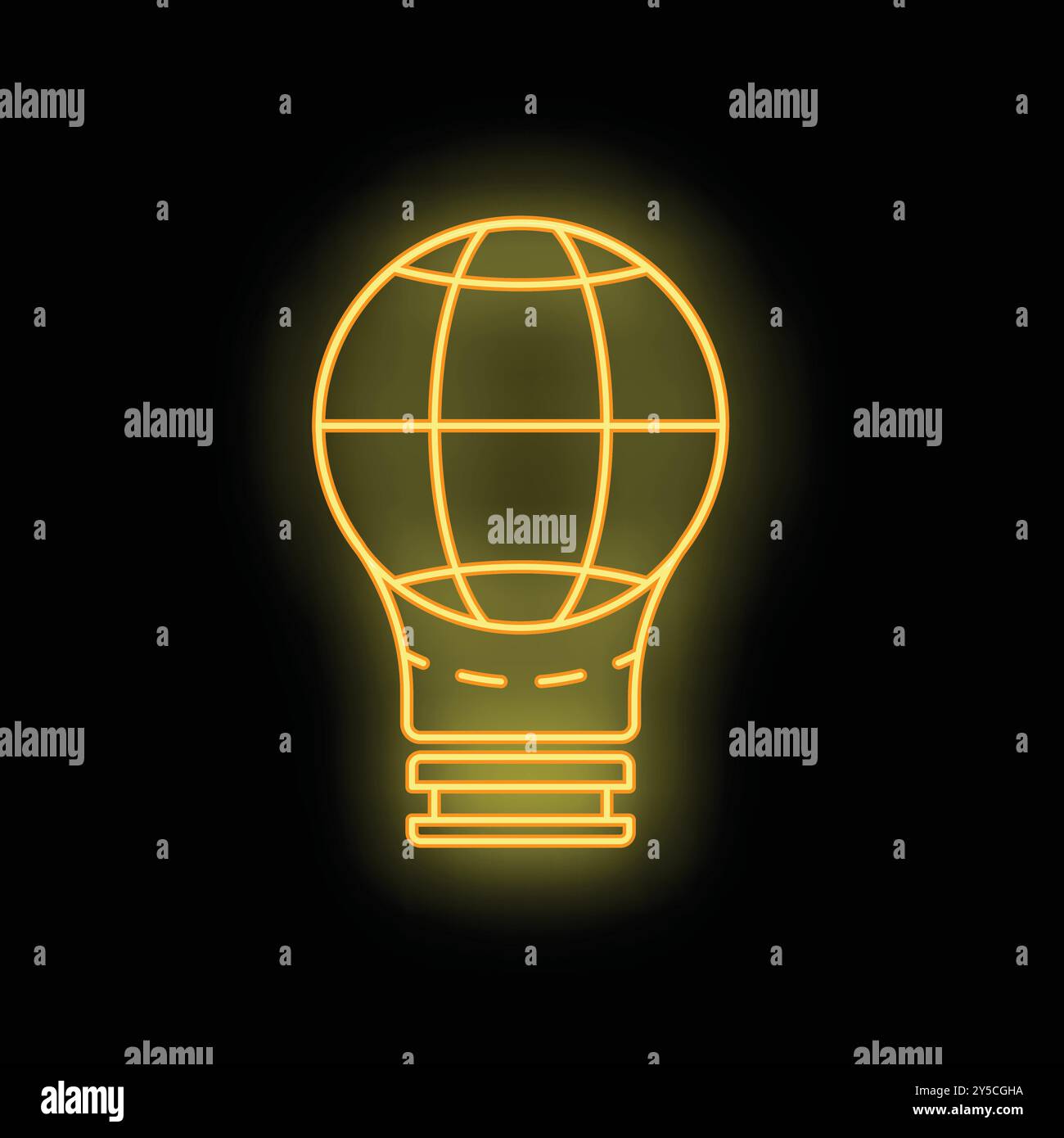 Glowing neon light bulb with planet earth inside, symbolizing global ...