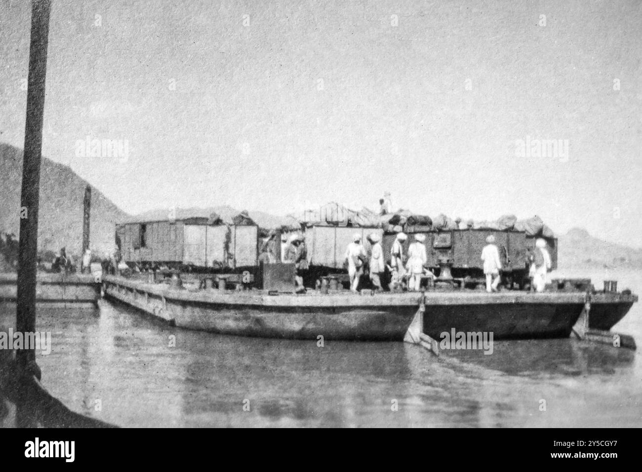 WWi 1916 North West Frontier, British India. Ferry on the River Indus ...