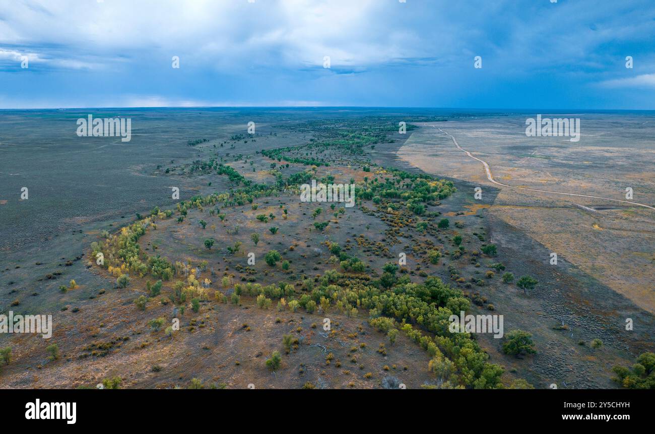 Trees grow in a bend of the Cimarron River at the Cimarron National ...