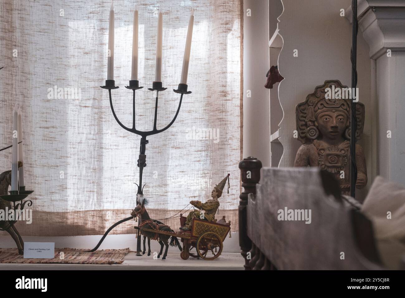 Wood carvings by American artist Lester Raymer (1907-1991) at his home ...