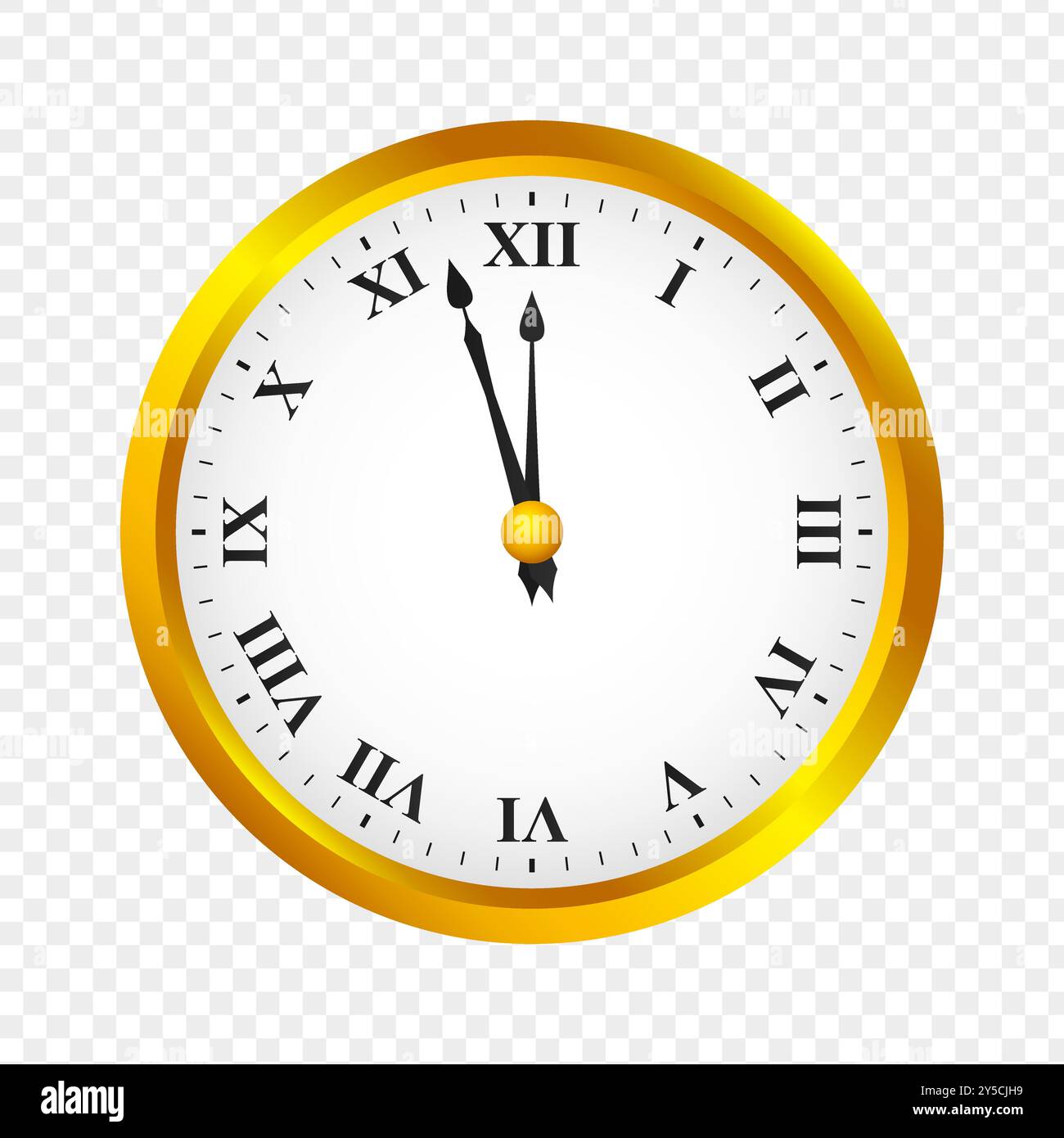 Vector illustration of Golden Clock on transparent background Stock ...