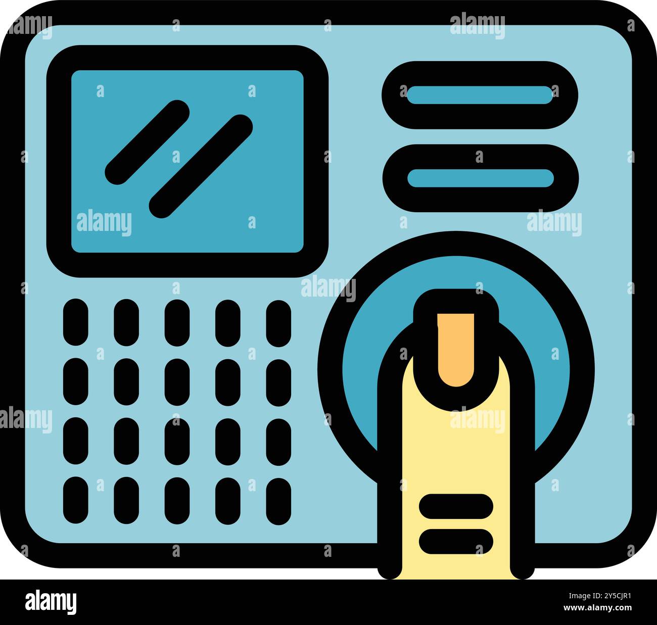 Person is using a biometric fingerprint scanner for identification and ...