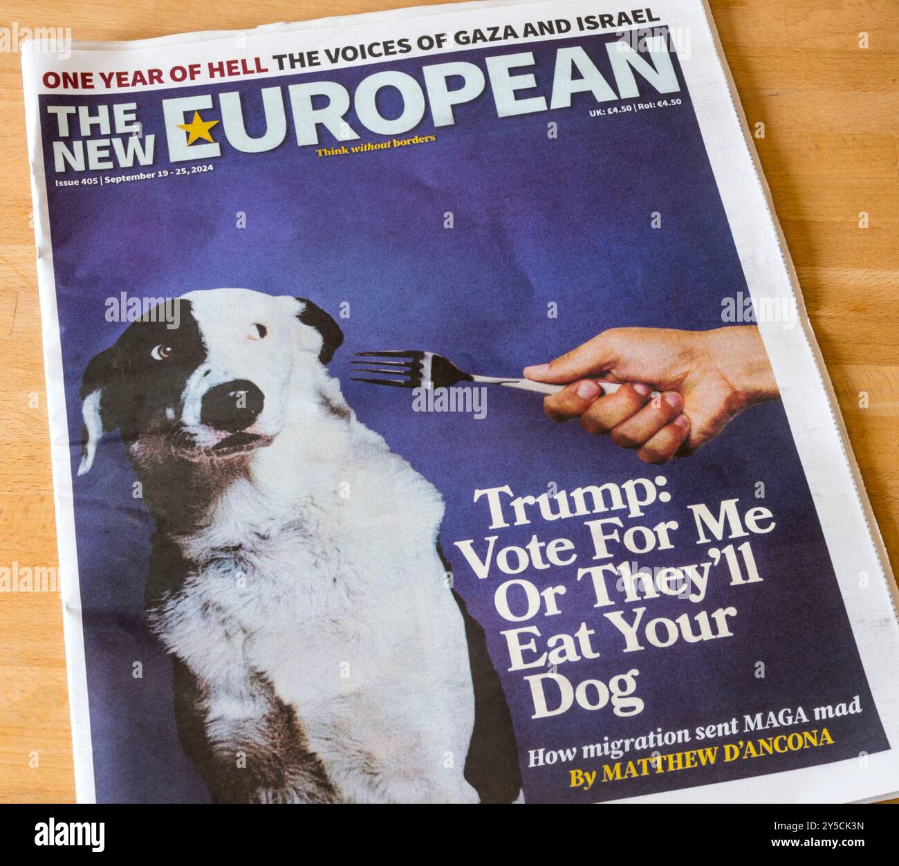 19-25 Septemer 2024. Front page headline of The New European reads ...