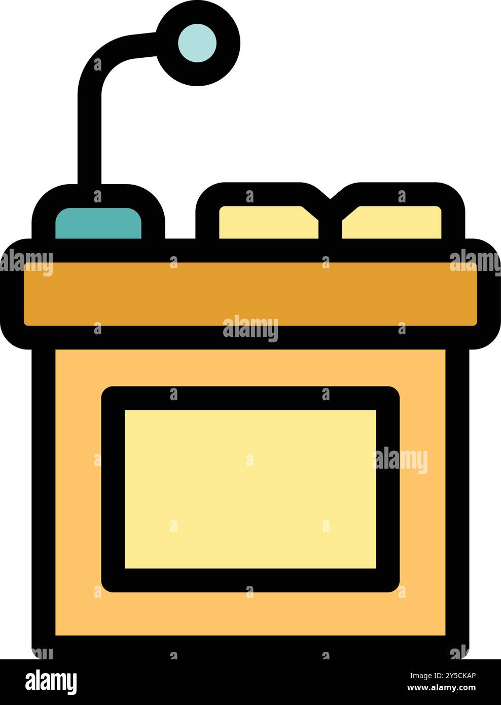 Simple icon of a wooden podium with microphone, perfect for ...