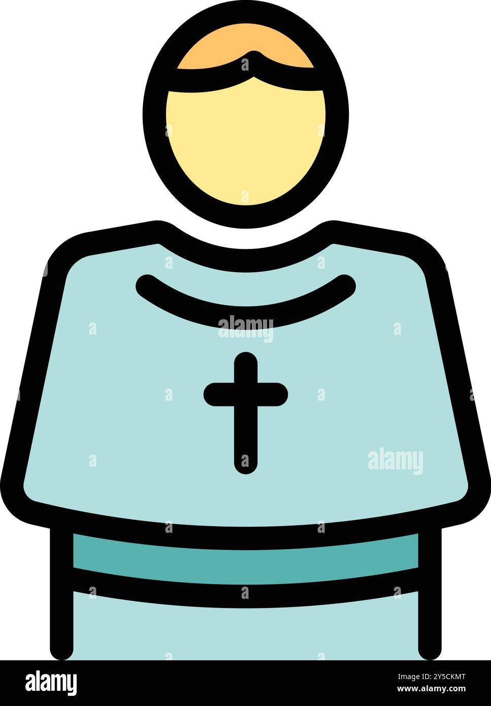 This vector illustration depicts a catholic priest wearing a cassock ...