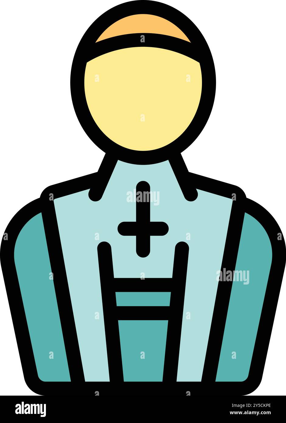 Simple icon of a catholic priest wearing a cassock and collar tab ...
