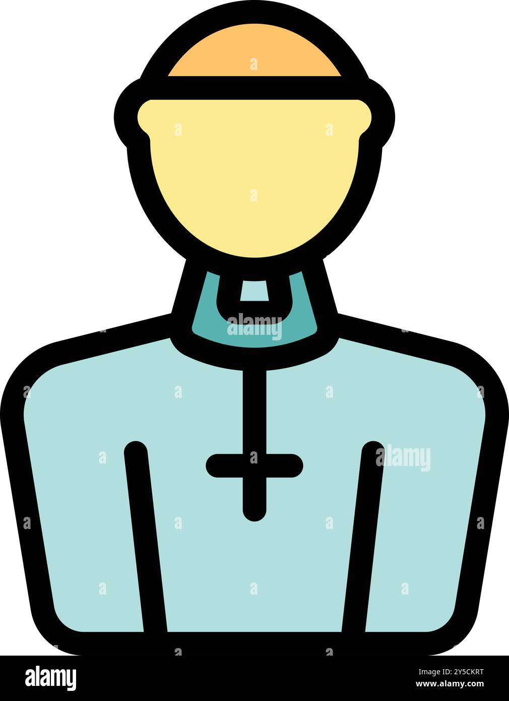 Simple colorful vector illustration icon of a catholic priest wearing a ...