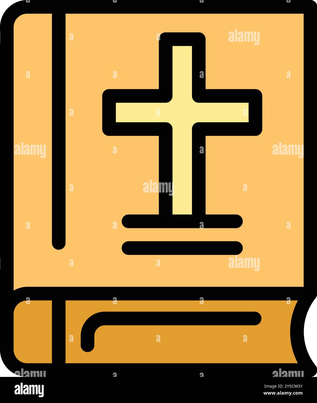 Simple colorful vector icon of a closed holy bible book with a golden ...