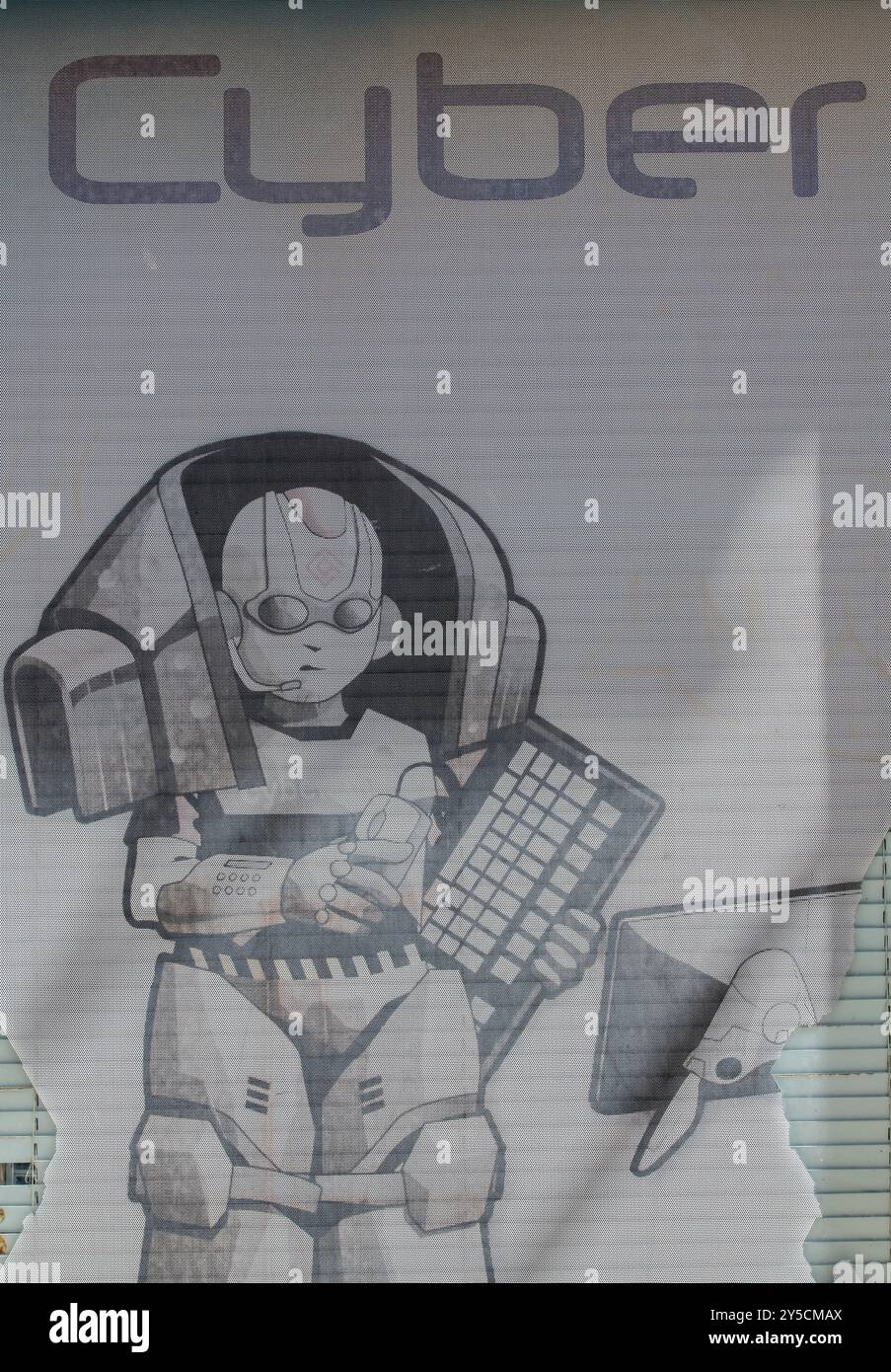 wall art of futuristic robot cyber style figure, robotics and ...