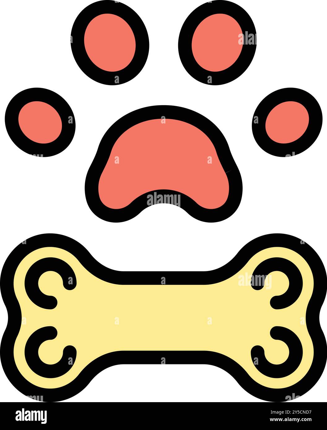 Dog paw print leaving bone shape trail icon, outline style Stock Vector ...