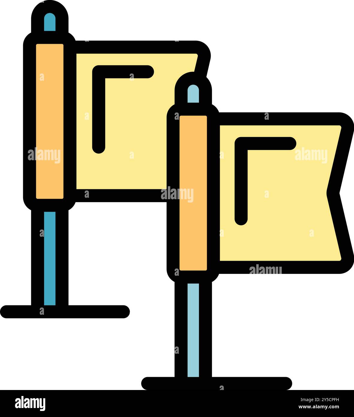 Two flags are standing on the ground waving in the wind Stock Vector ...