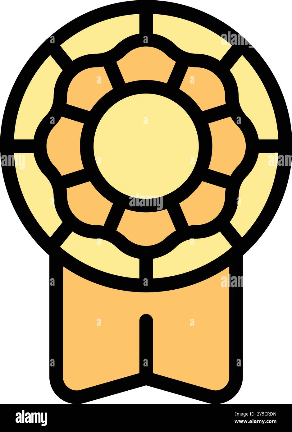 Simple yellow cockade award ribbon, given as a mark of recognition ...