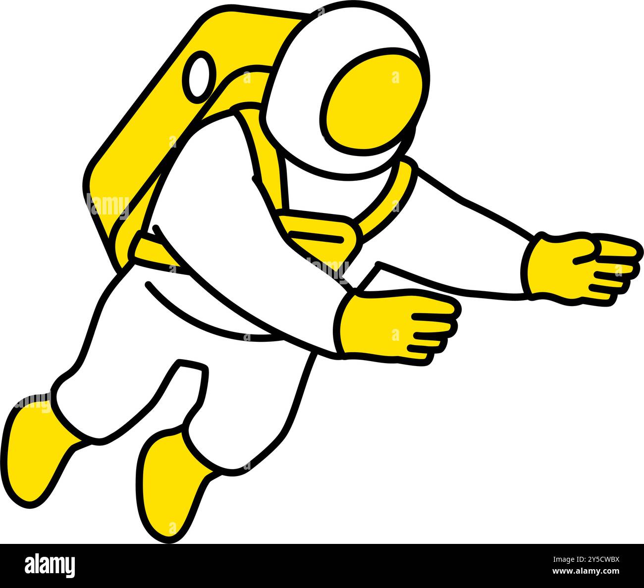 Simple line drawing of an astronaut floating with outstretched hand ...