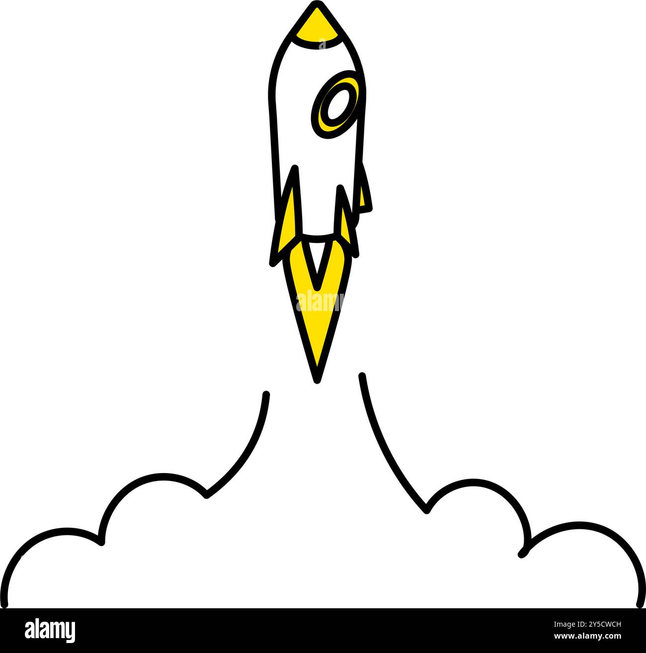 Simple line drawing of a launch rocket, isometric illustration, Vector ...