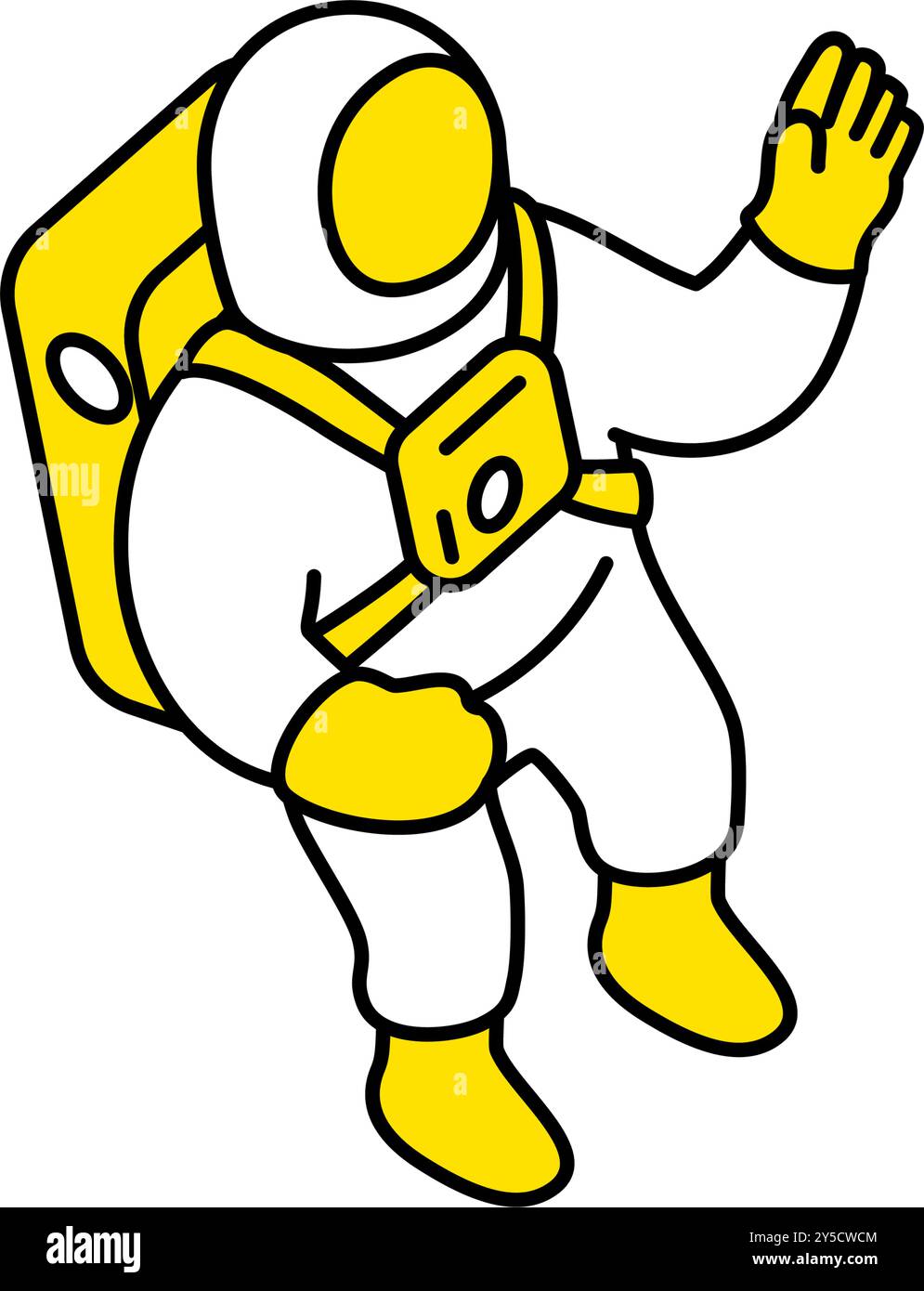 Simple line drawing of a waving astronaut, isometric illustration ...