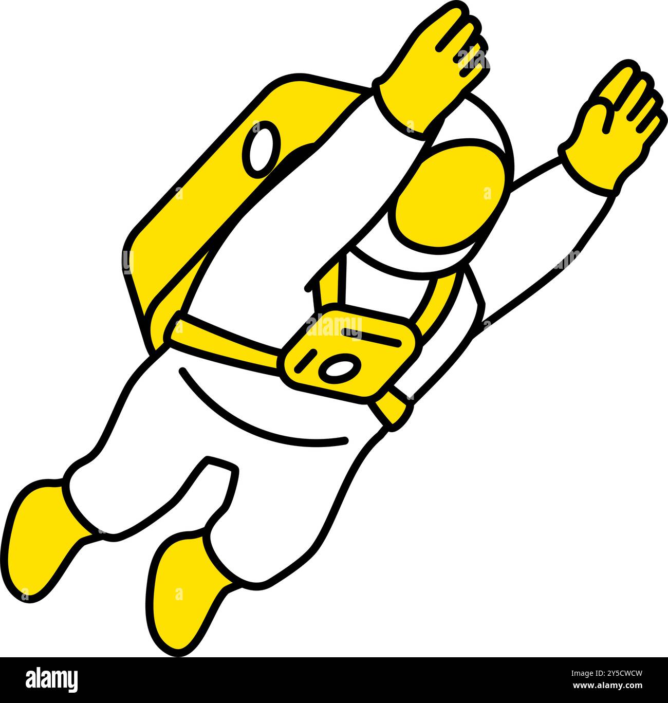 Simple line drawing of an astronaut floating with outstretched hand ...