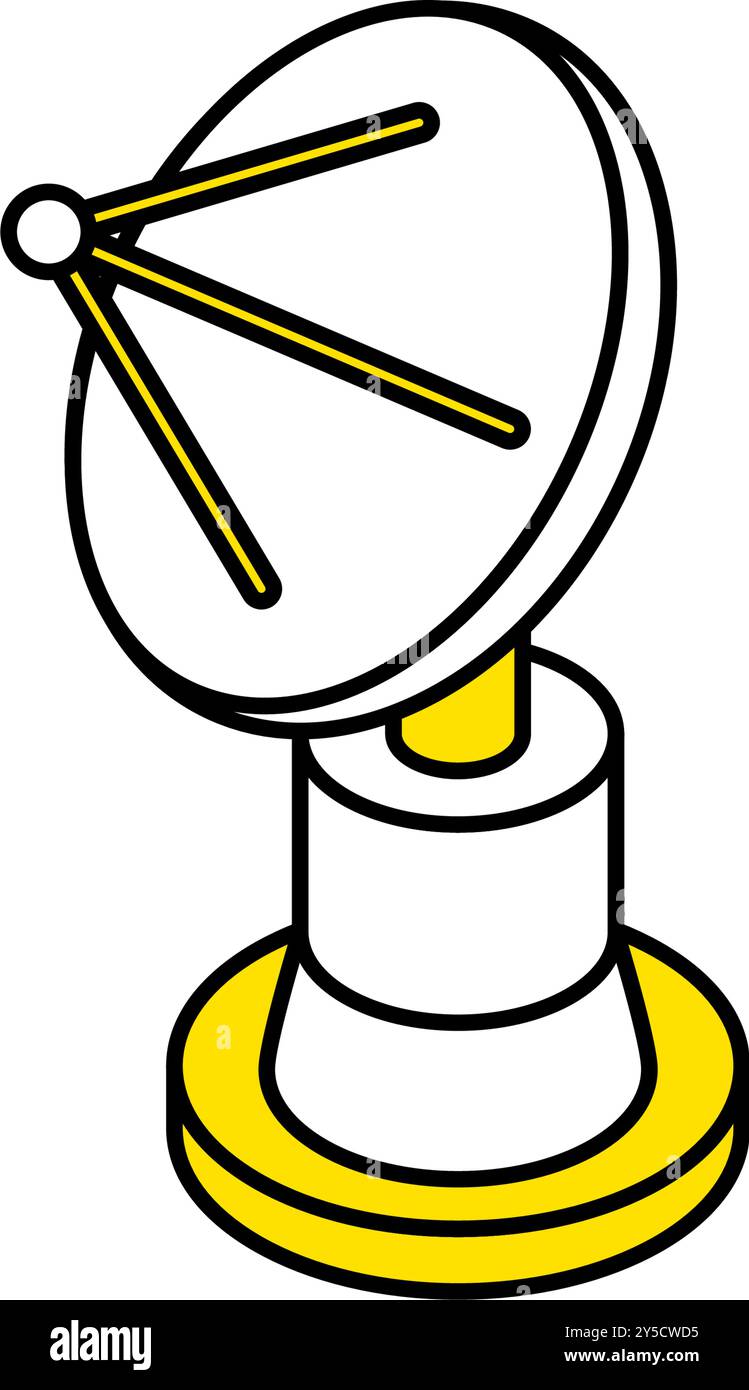 Simple line drawing of an antenna for a satellite, isometric ...