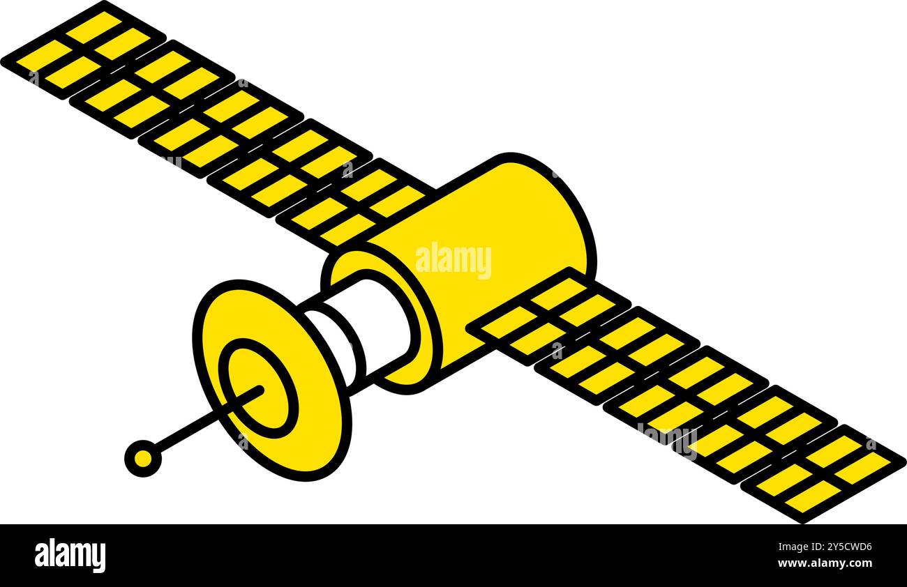 Simple line drawing of a satellite, isometric illustration, Vector ...