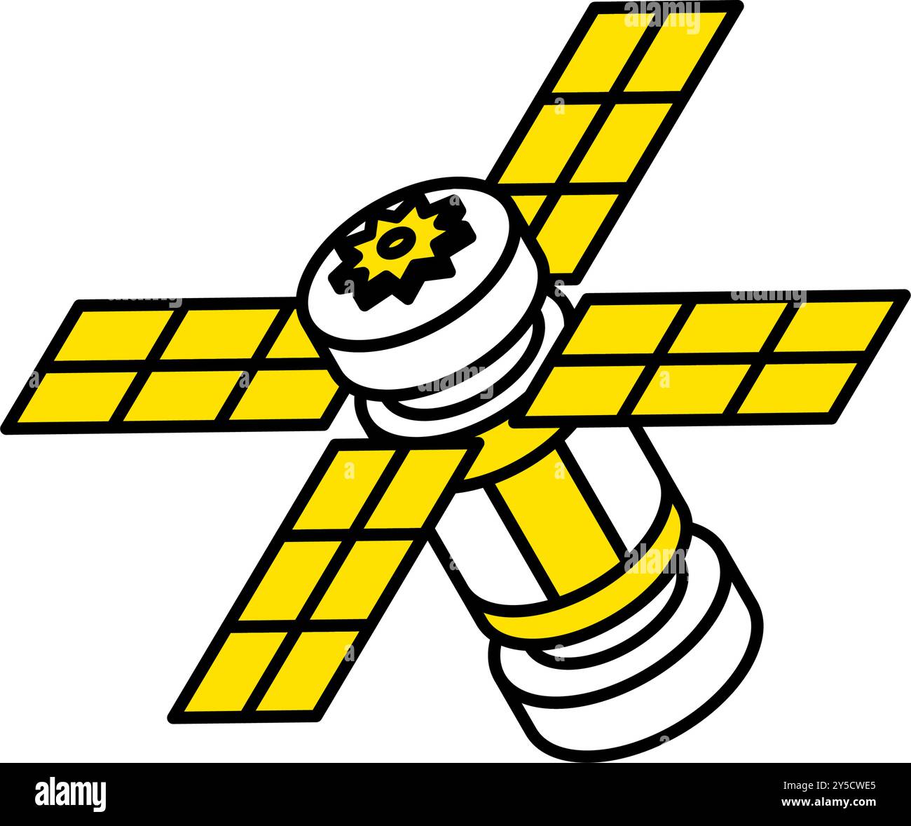 Simple line drawing of a satellite, isometric illustration, Vector ...