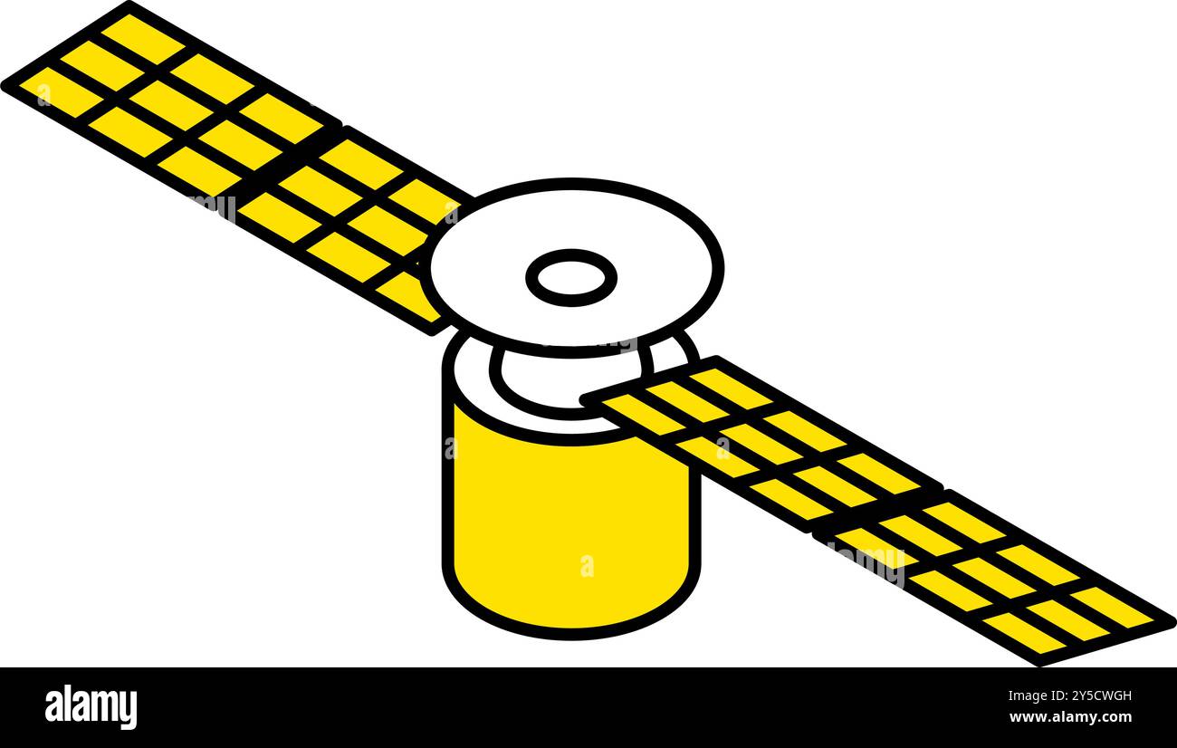 Simple line drawing of a satellite, isometric illustration, Vector ...