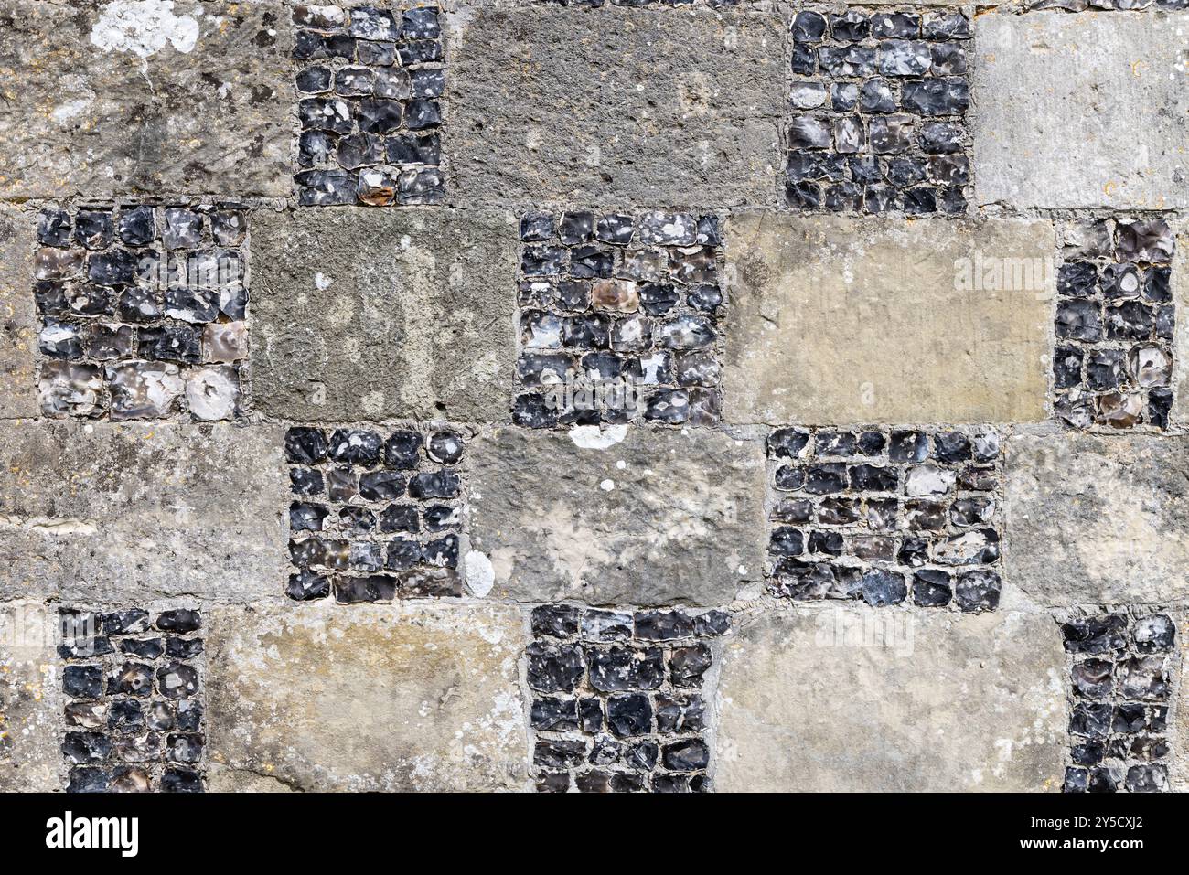 Chequered flint and limestone wall, Church of St Nicholas of Mira ...