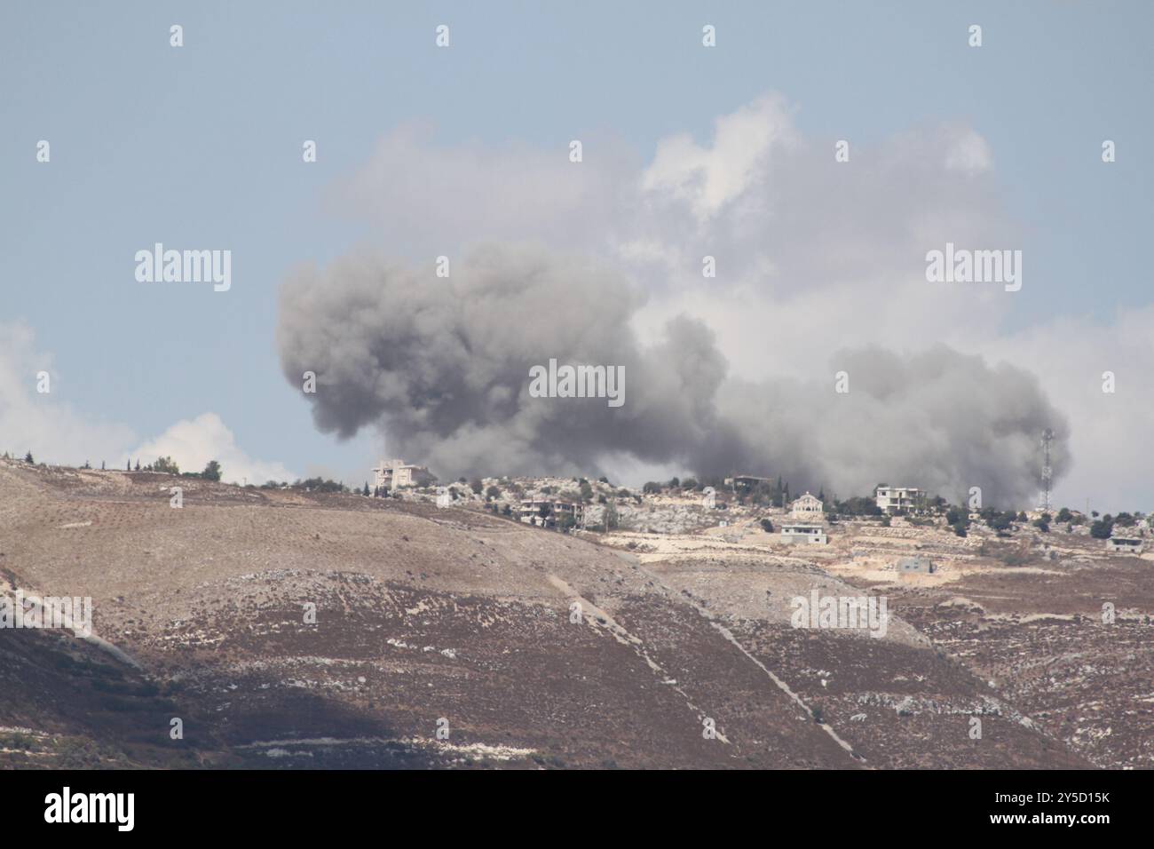 Hasbaya, Lebanon. 21st Sep, 2024. This photo shows the smoke caused by ...