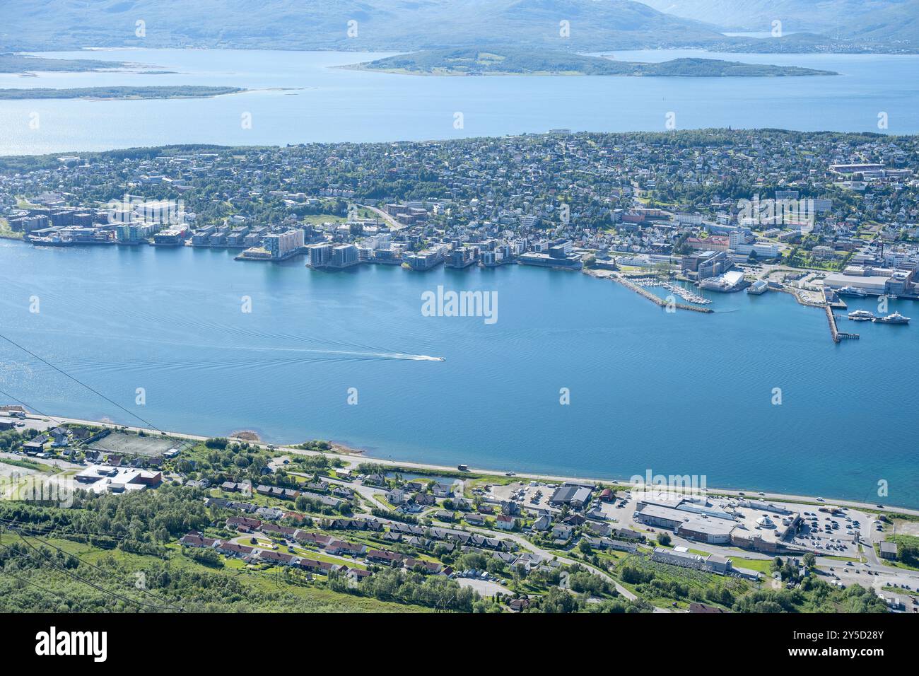View over Tromso, Norway from Storsteinen viewpoint Stock Photo - Alamy