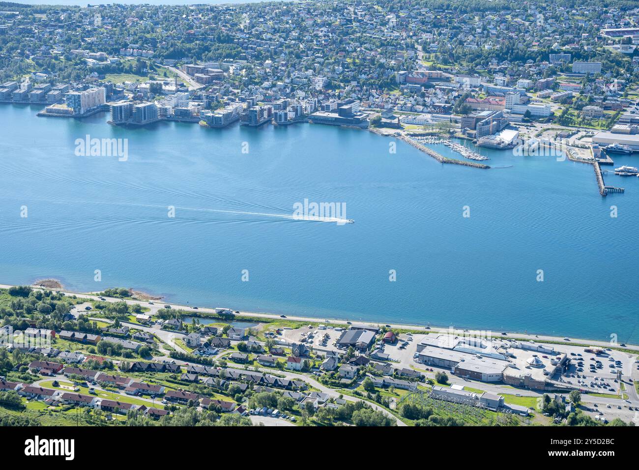 View over Tromso, Norway from Storsteinen viewpoint Stock Photo - Alamy