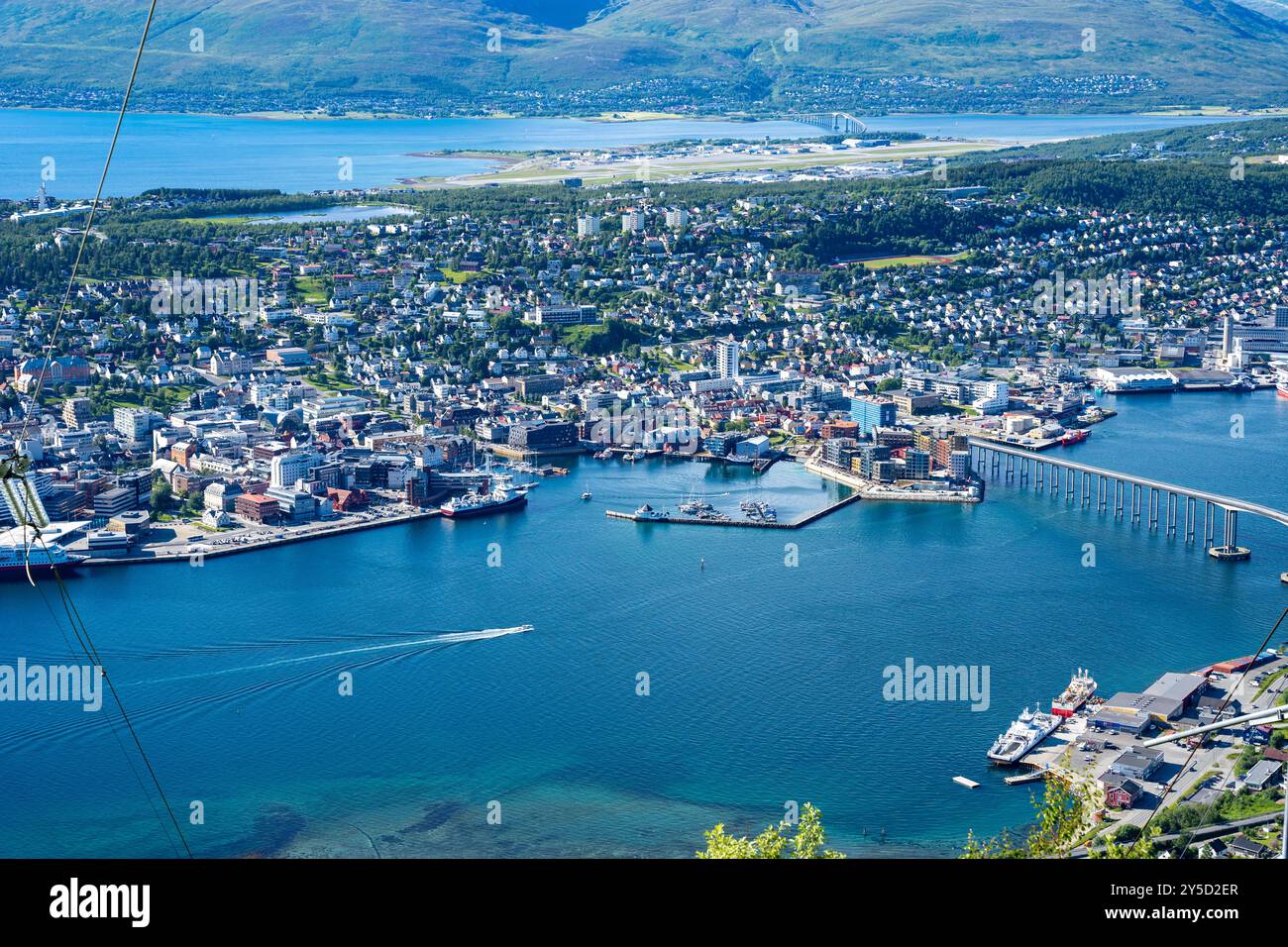 View over Tromso, Norway from Storsteinen viewpoint Stock Photo - Alamy