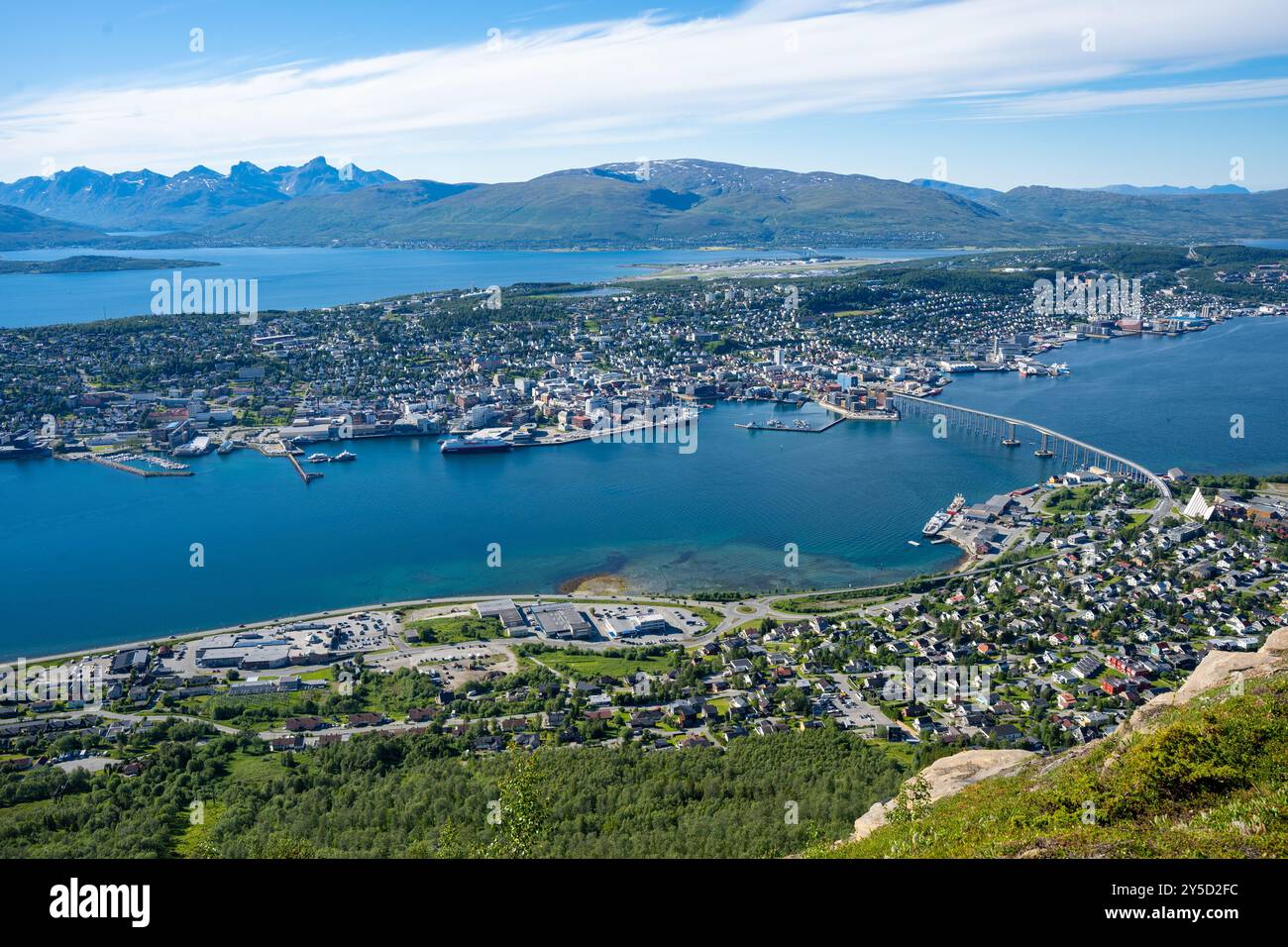 View over Tromso, Norway from Storsteinen viewpoint Stock Photo - Alamy