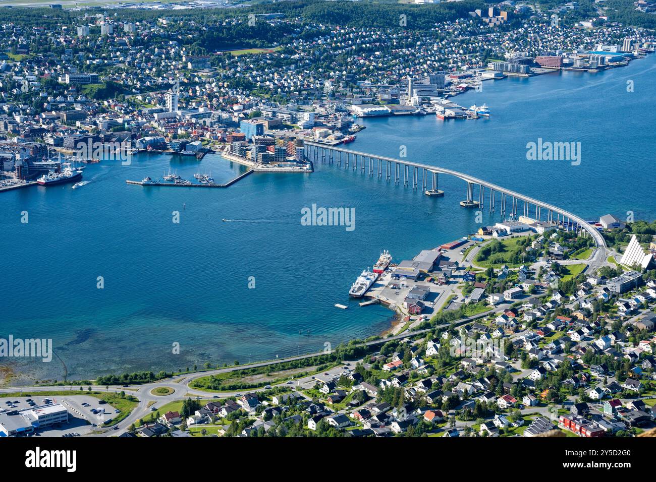 View over Tromso, Norway from Storsteinen viewpoint Stock Photo - Alamy