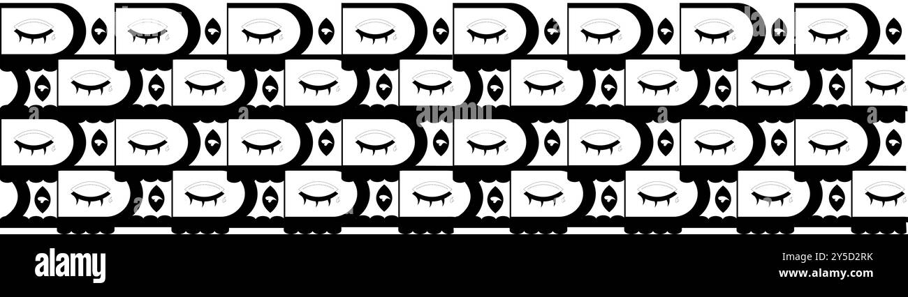 A sharp black-and-white pattern featuring an eye with a tear, rendered ...