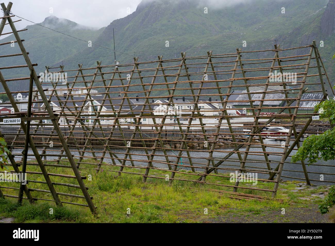 Empty fish drying flake in Svolvaer, Norway Stock Photo - Alamy
