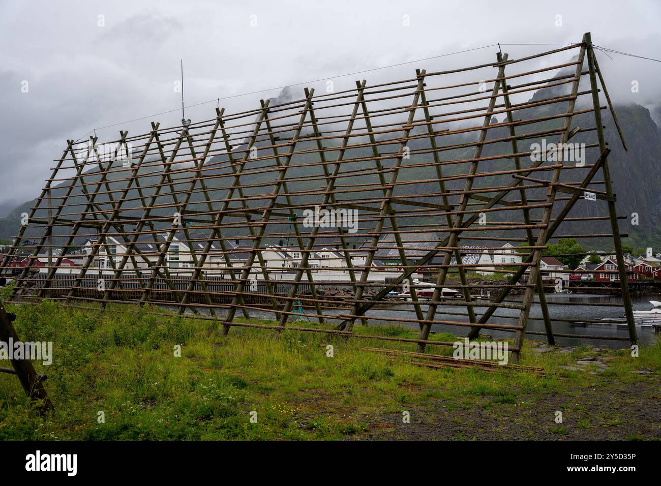 Empty fish drying flake in Svolvaer, Norway Stock Photo - Alamy