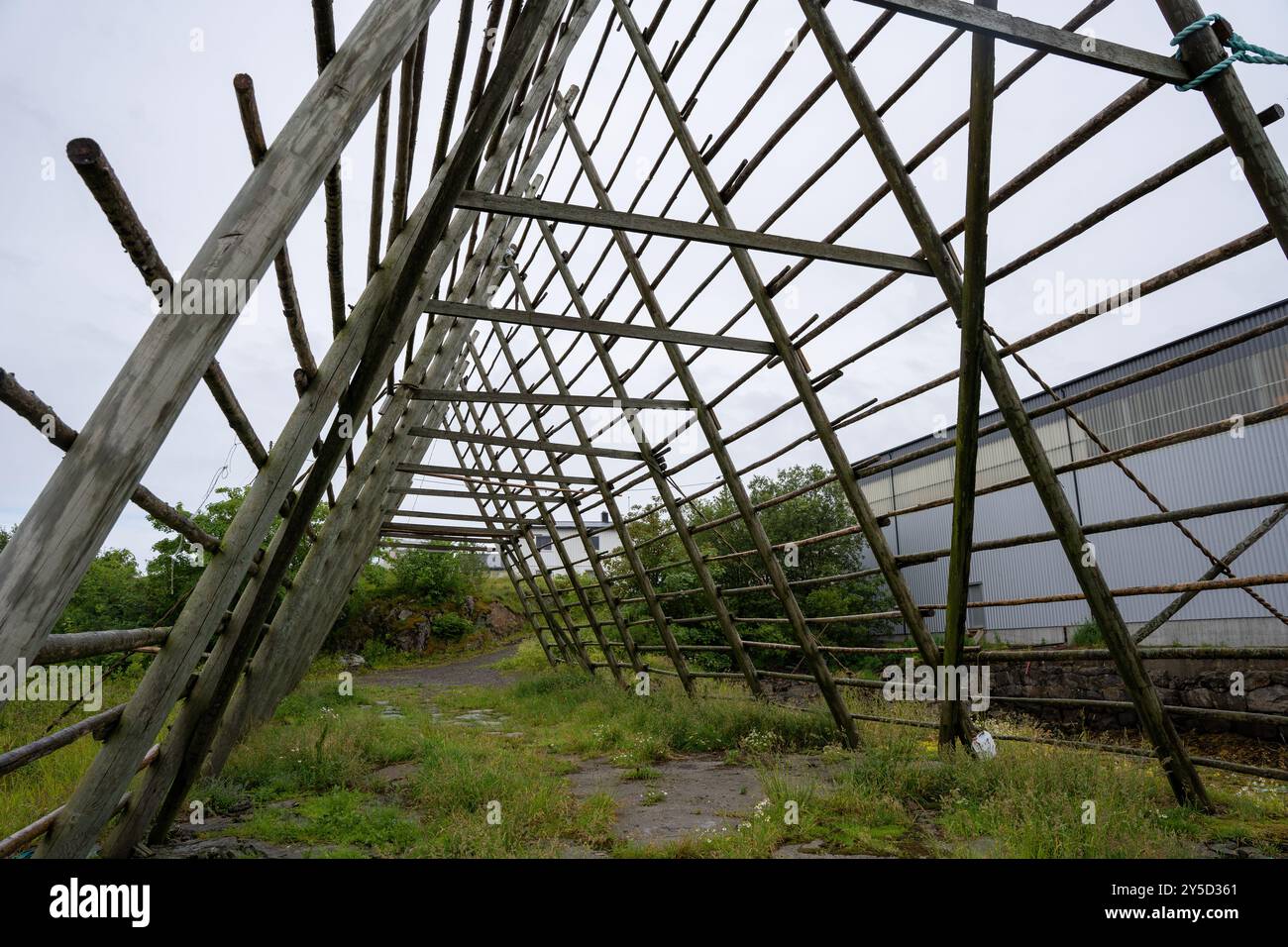 Empty fish drying flake in Svolvaer, Norway Stock Photo - Alamy