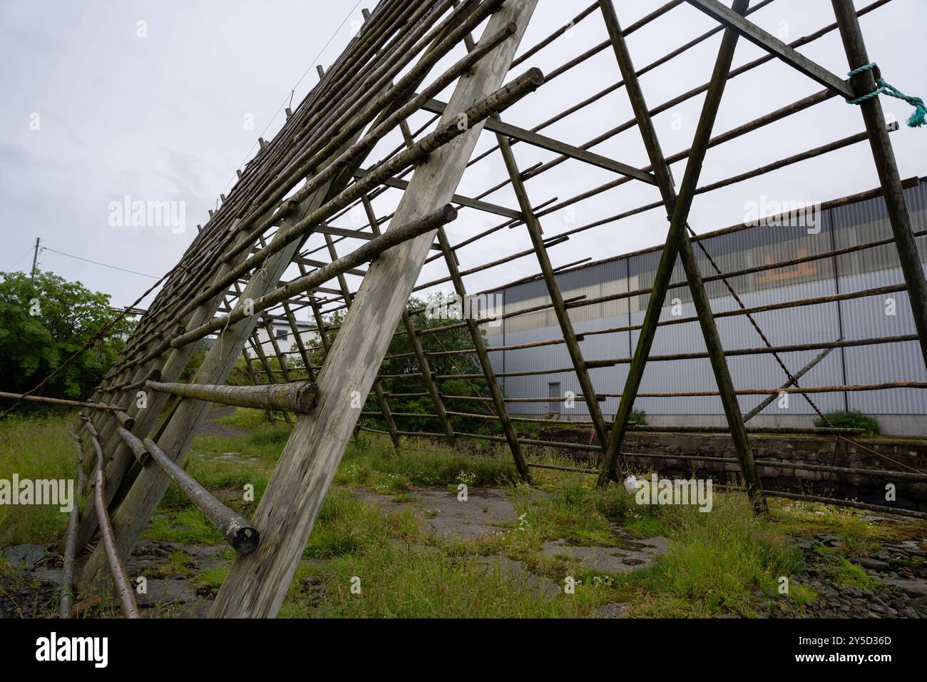 Empty fish drying flake in Svolvaer, Norway Stock Photo - Alamy